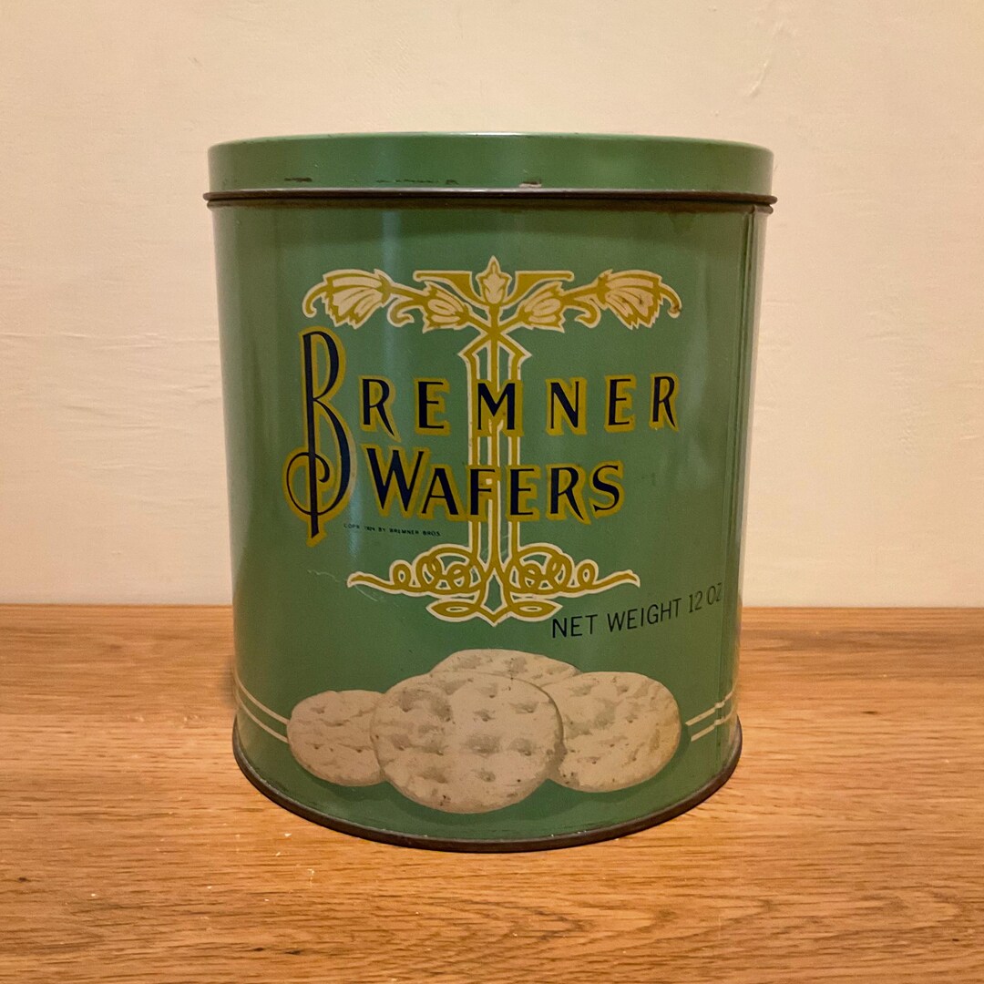 Vintage Bremner Butter Wafers Tin in Jadeite Green Kitchen Tin ...