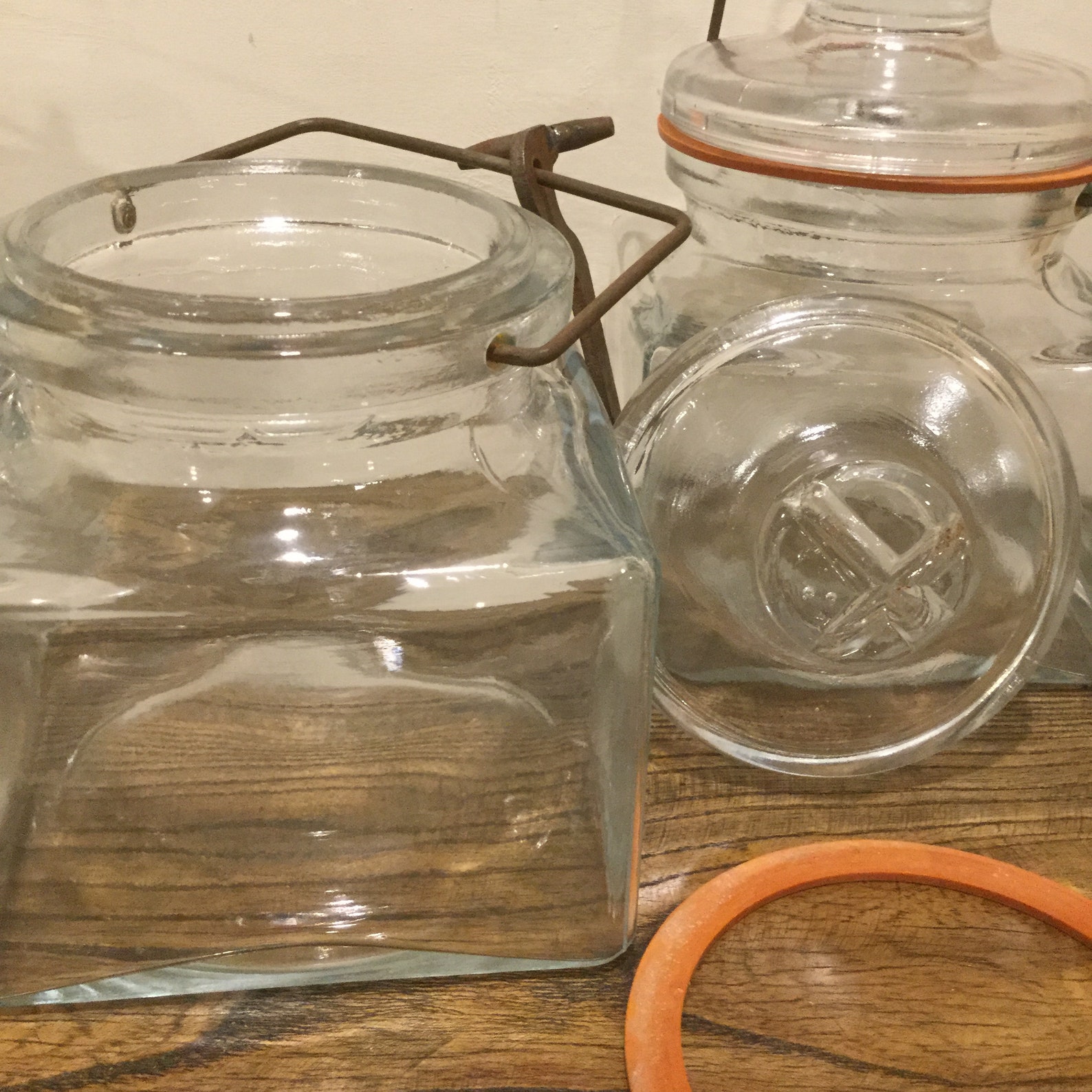 Vintage Rustic Square Canning Jars with Unique Metal Latches | Etsy