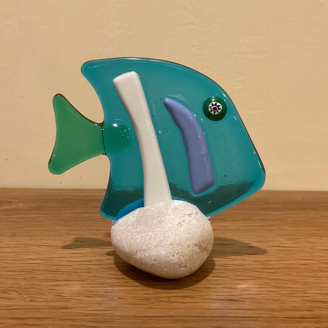 Stained Glass Angelfish Suncatcher: Coastal Rock Decor, 3.5” - Etsy