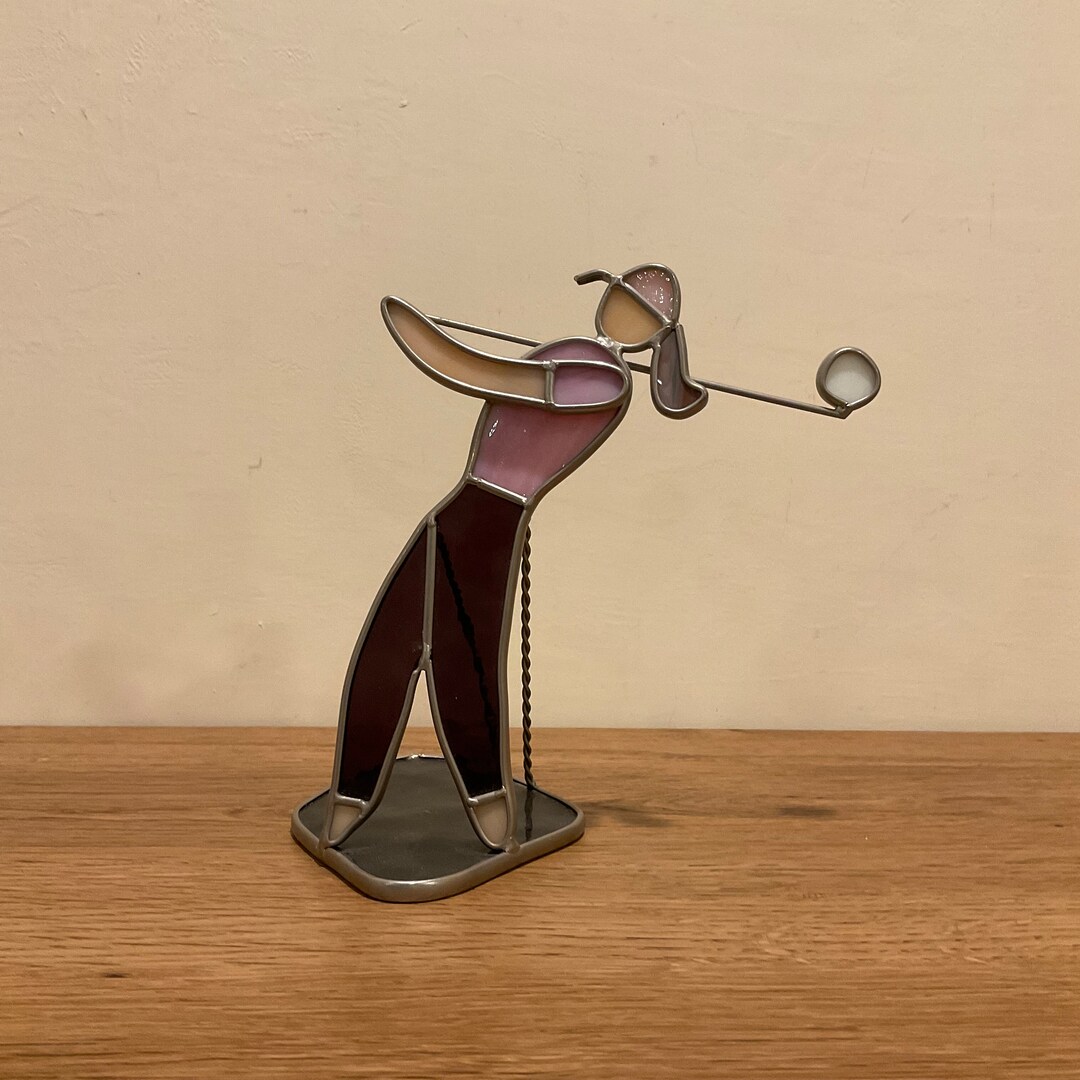 Swinging Golfer Stained Glass Sun Catcher Female Golfer Gift Golf ...