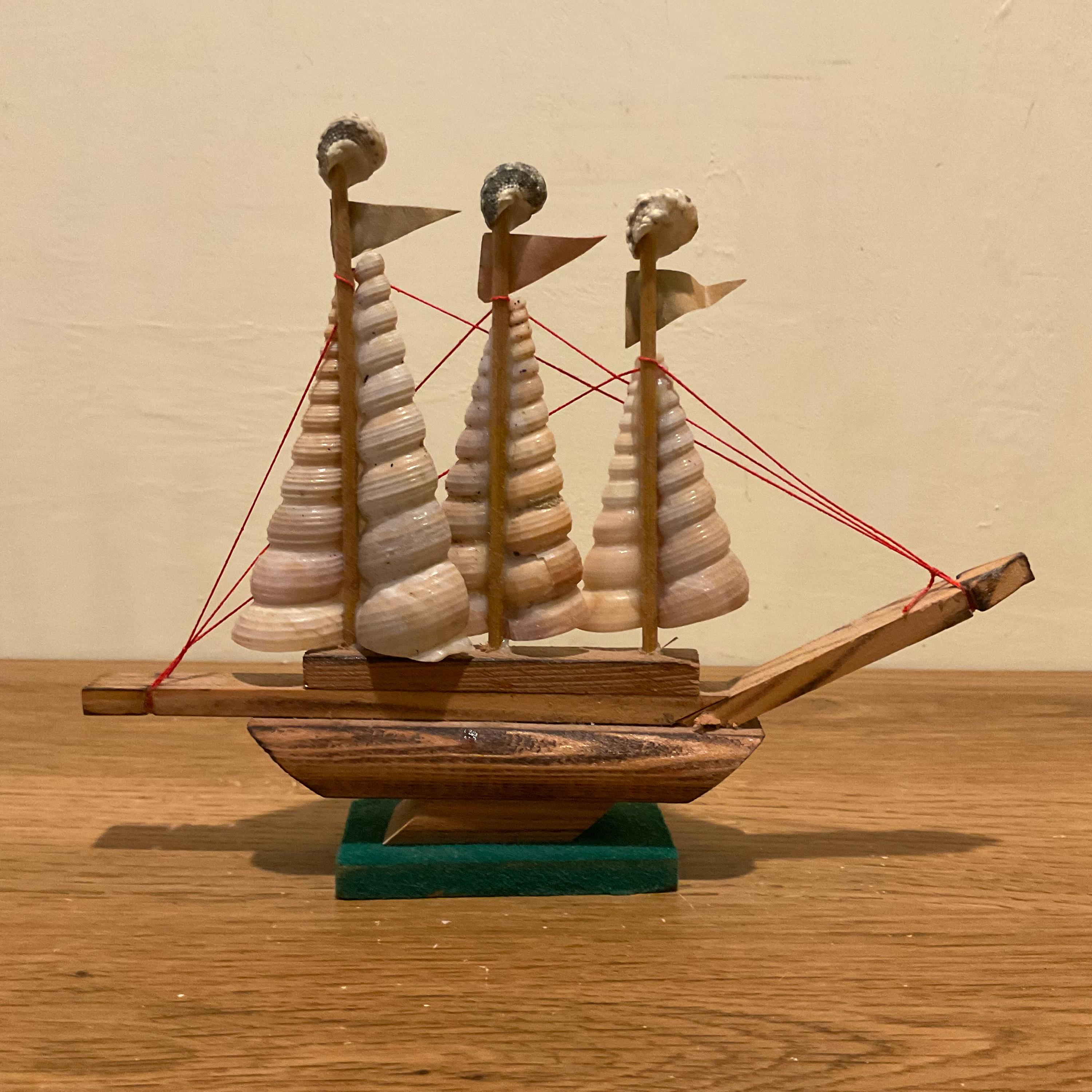 Vintage Seashell Schooner: Coastal Sailing Ship Model by Nanco - Etsy