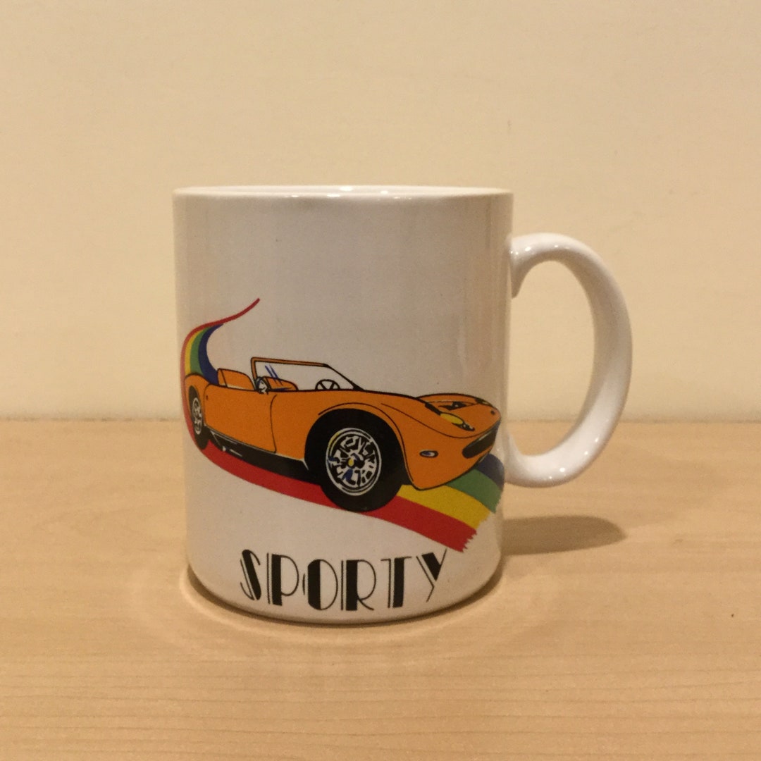 Rainbow Mug With Orange Corvette Riding Titled Sporty by Papel ...