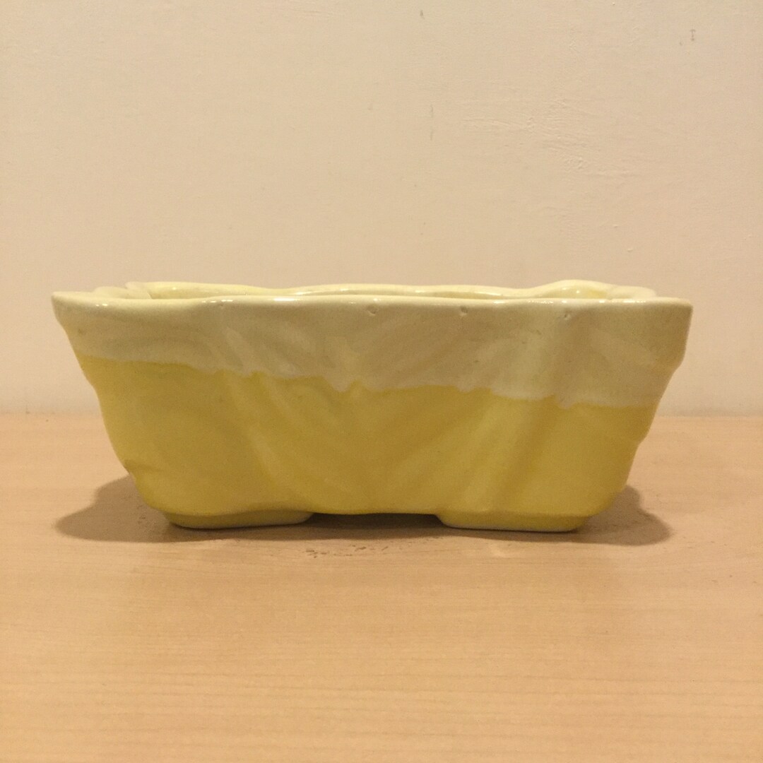 Vintage Lemon Yellow Planter Footed Rectangular Mid Century Planter ...