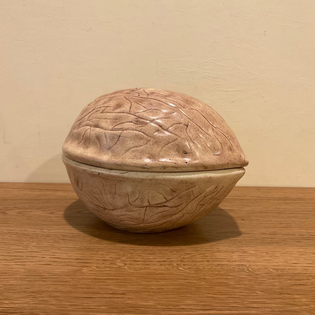 Ceramic Walnut Container by Holland Mold, Covered Nut Dish, Unique ...
