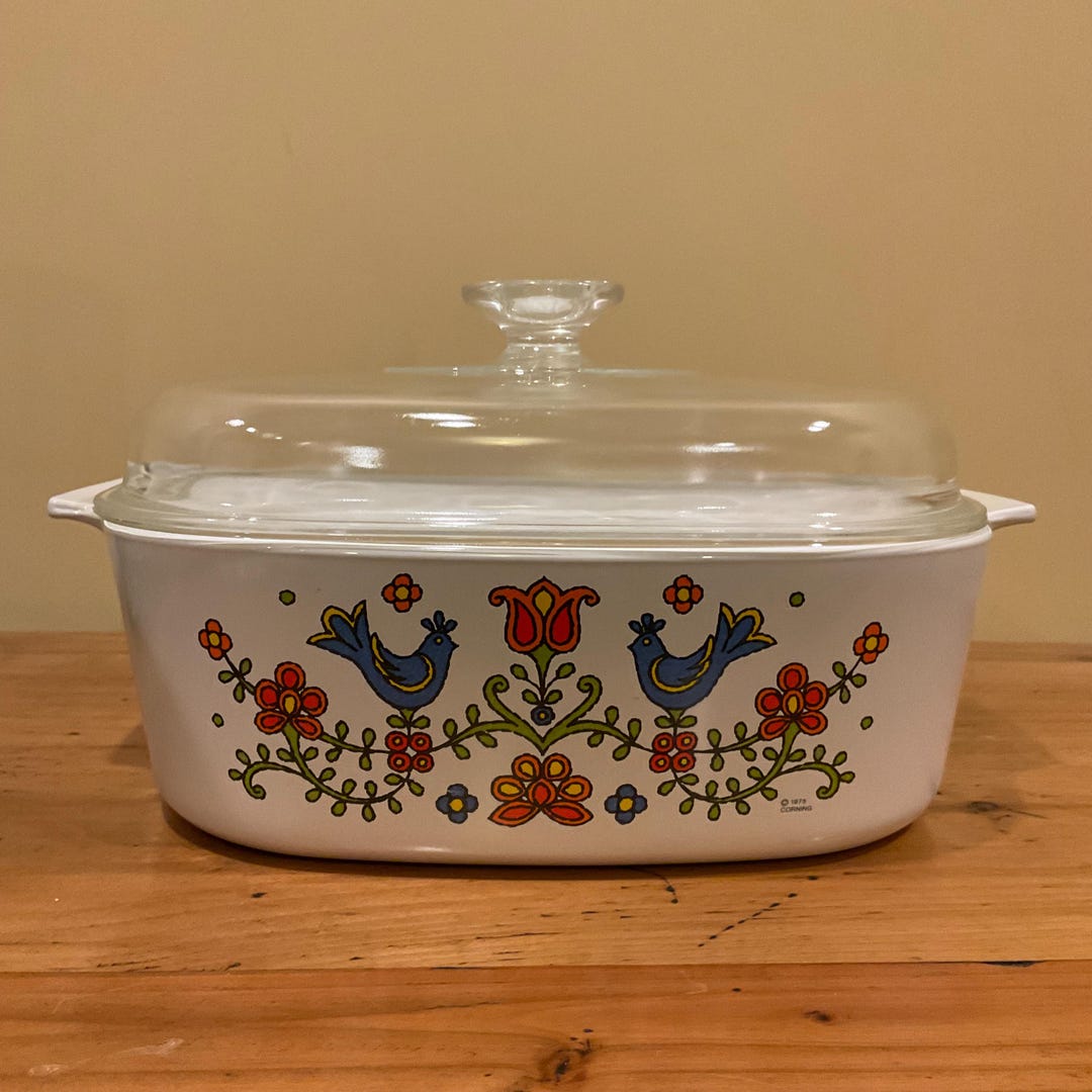 1975 Corning Ware Covered 4 Quart Casserole Dish in Country Festival ...