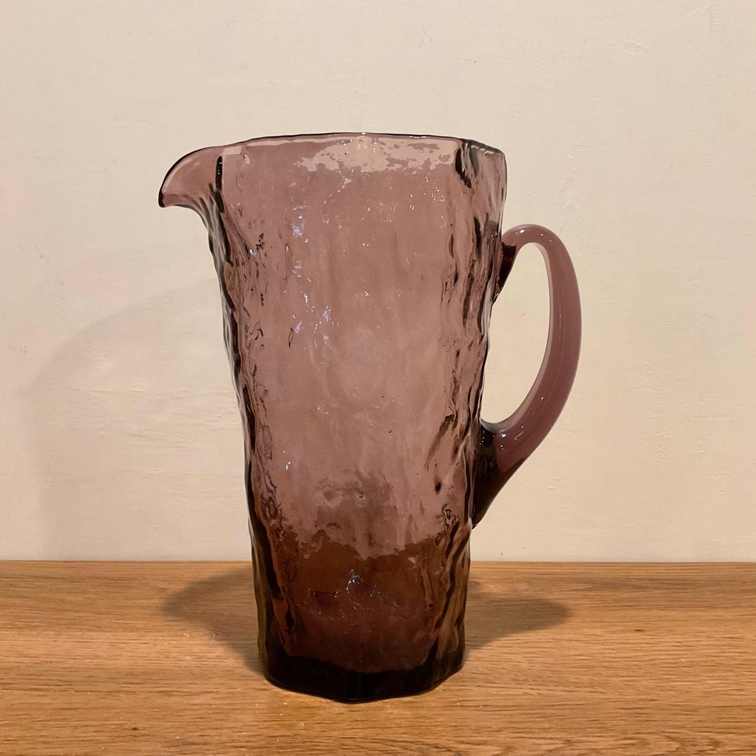 Morgantown Glass Amethyst Crinkle Glass Pitcher 54 Ounce Capacity ...