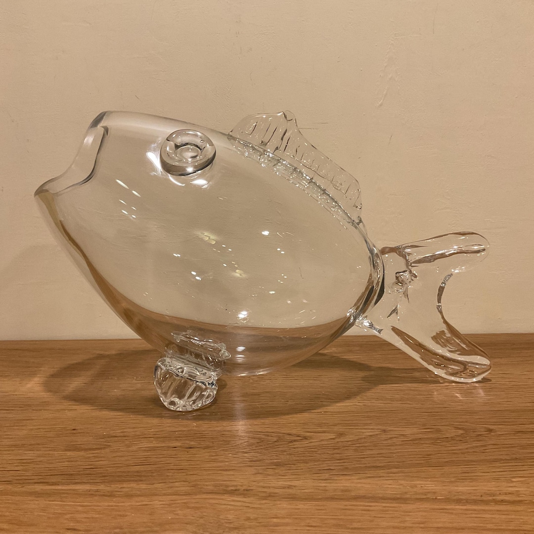 Large Mid Century Handblown Glass Fish Terrarium Blenko Style Fish Bowl ...