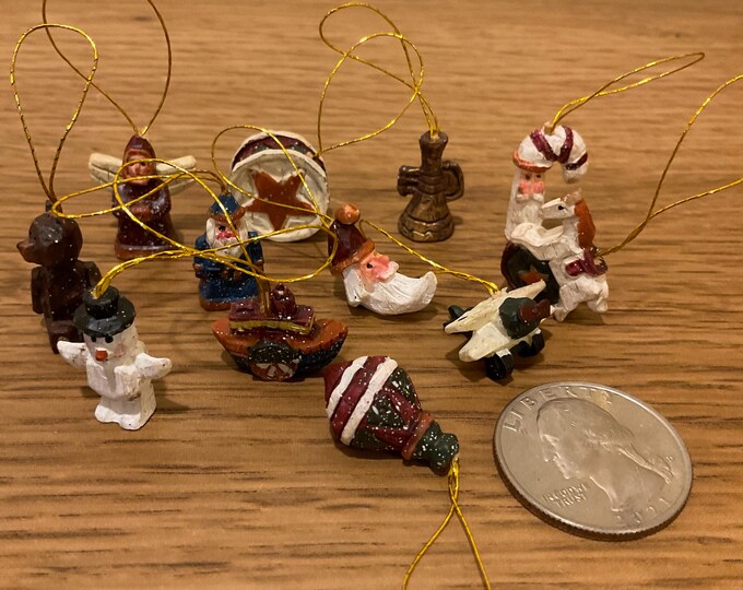 Assorted Miniature Christmas Tree Ornaments: Set of 12, Tiny Christmas ...