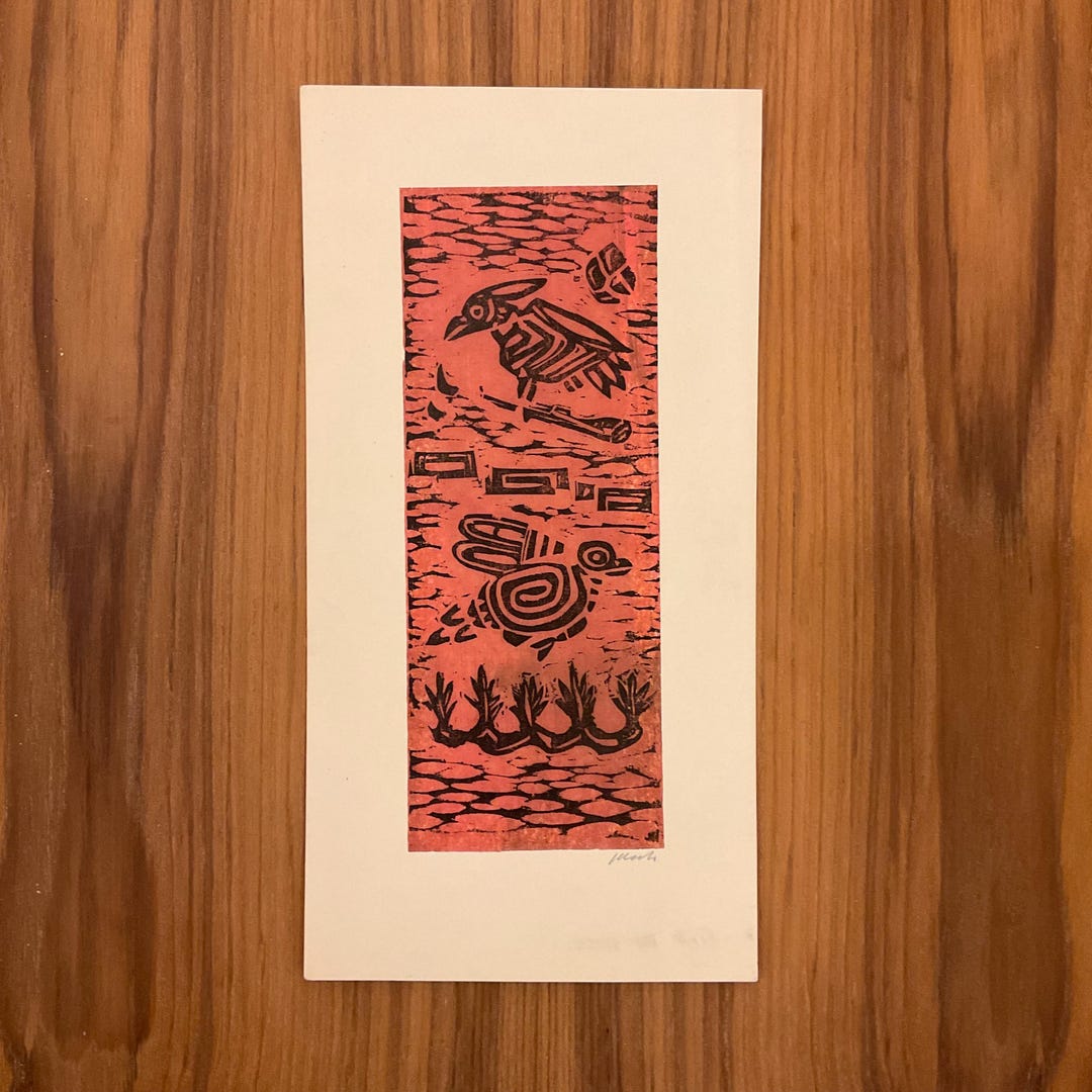 Vintage Jacob Heller Bird Woodblock Print: Mid-century Mexican Art - Etsy