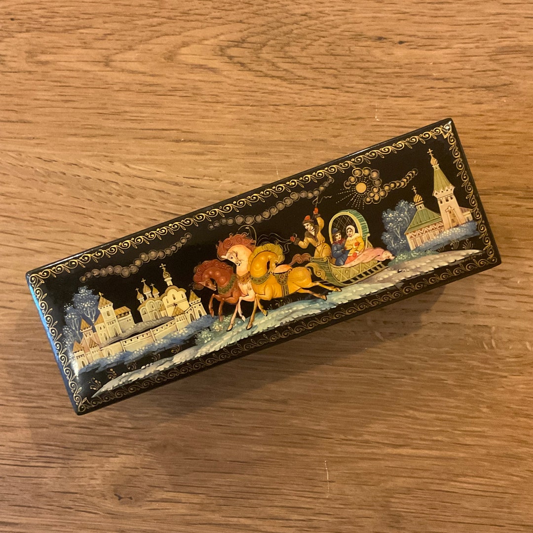 Vintage Russian Lacquered Box Signed Russian Hand Painted Box Gift From ...