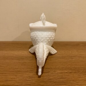 Vintage Kemple White Milk Glass Fish Container With Lid Glass Dophin ...