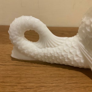 Vintage Kemple White Milk Glass Fish Container With Lid Glass Dophin ...