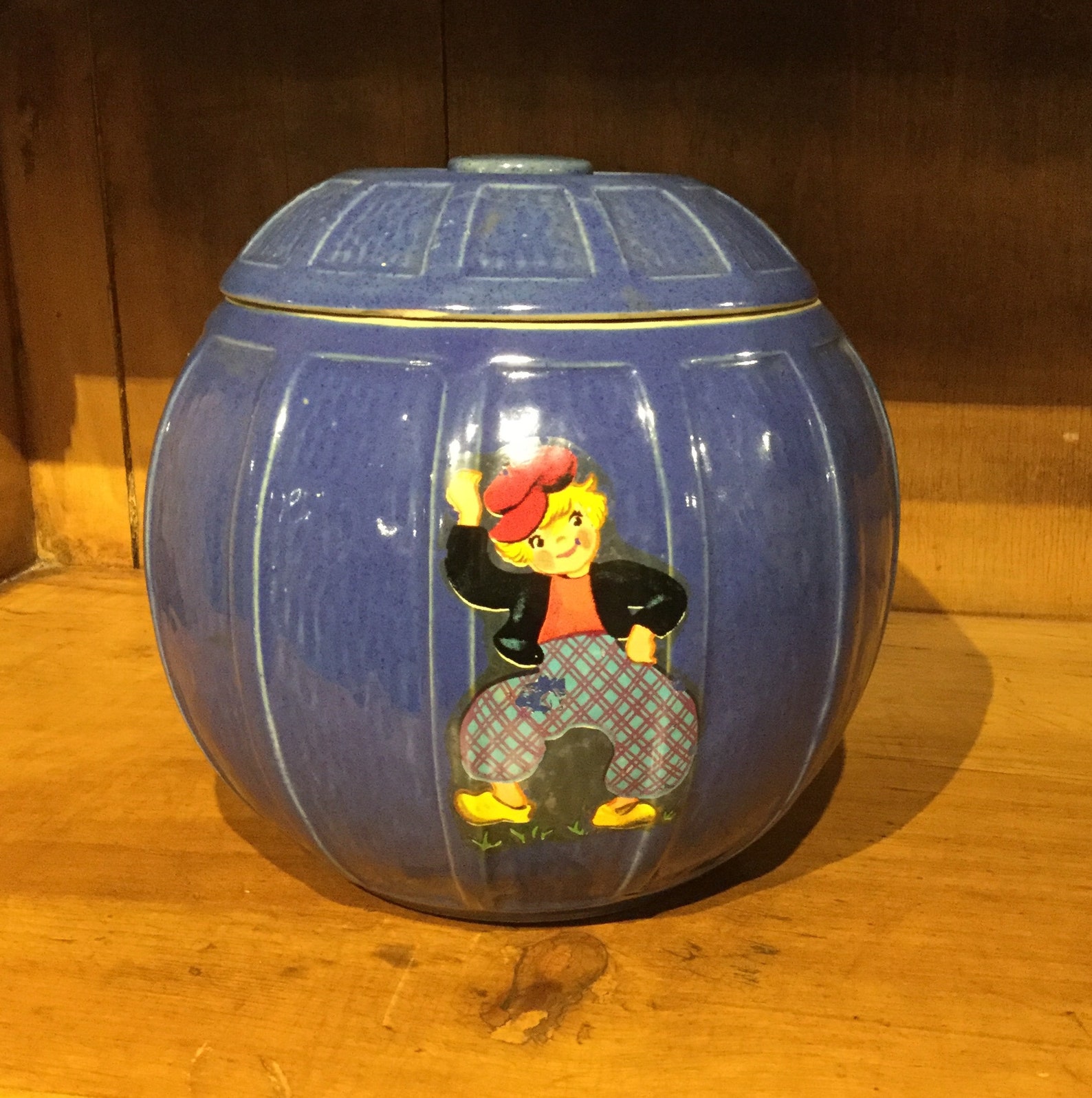 Vintage Round Cookie Jar Periwinkle Blue Pottery Cookie Jar - Etsy