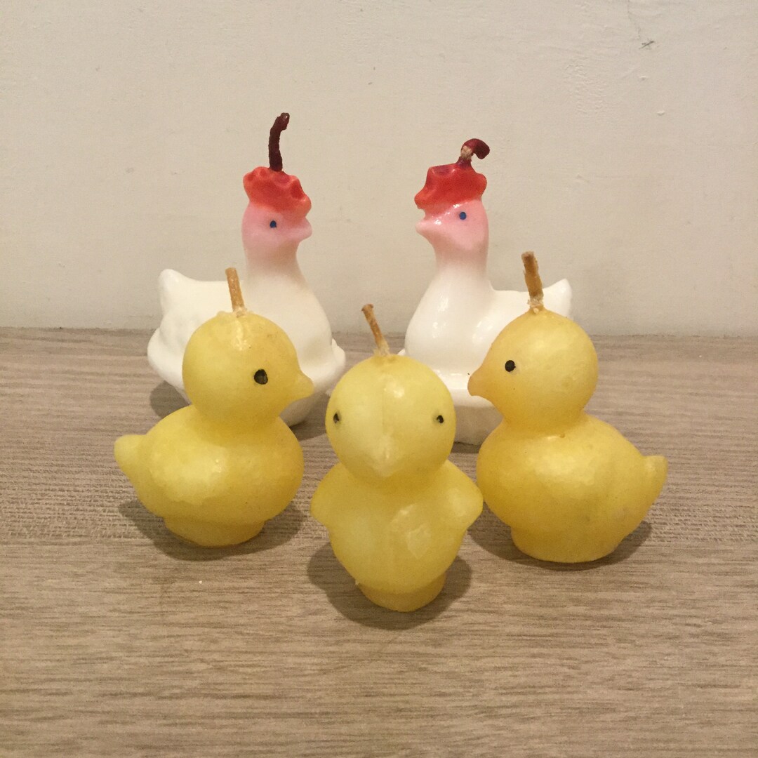 Vintage Chicken Candles: Set of 5, Rustic Farmhouse Decor Unique ...