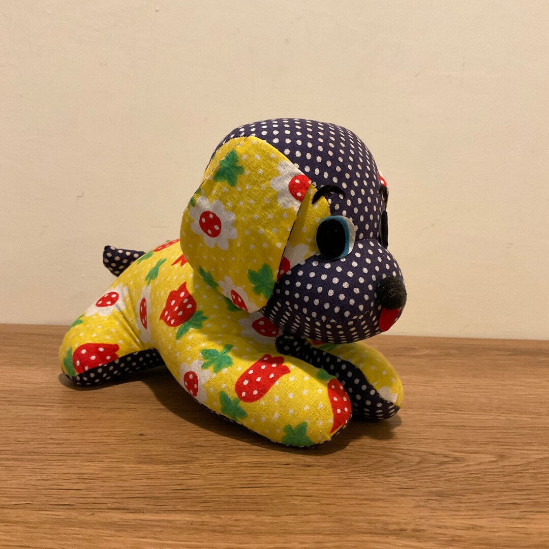 Vintage Patchwork Stuffed Puppy by Kamar Fabric Stuffed Animal Nursery Decor and Gift Adorable ...