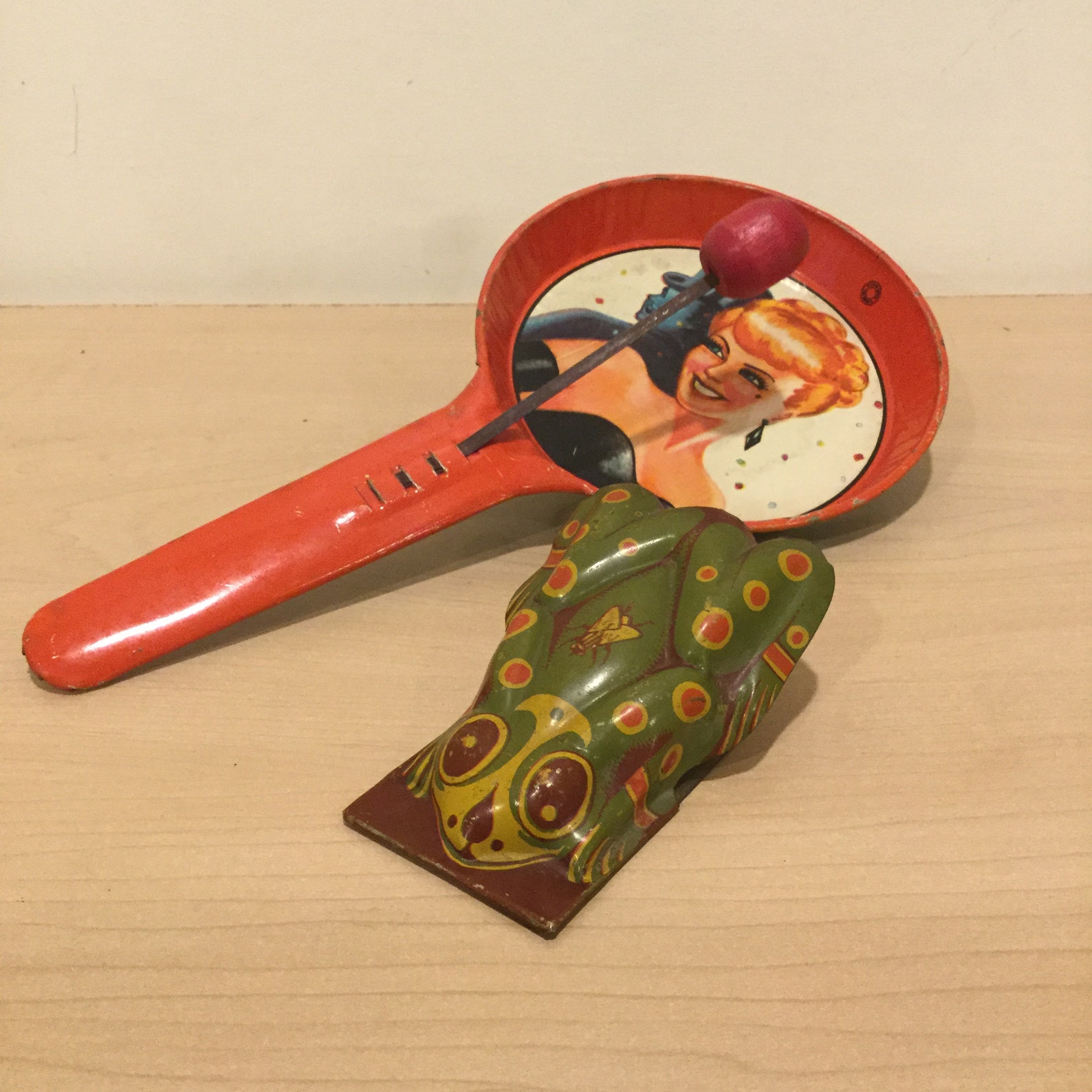 Vintage 1940s Tin Noise Makers Metal Clicker Frog Paddle - Etsy
