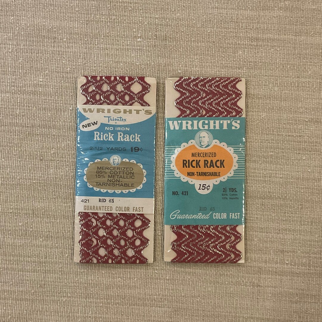 Vintage Rick Rack in Red and Silver by Wrights, Cotton and Metallic ...
