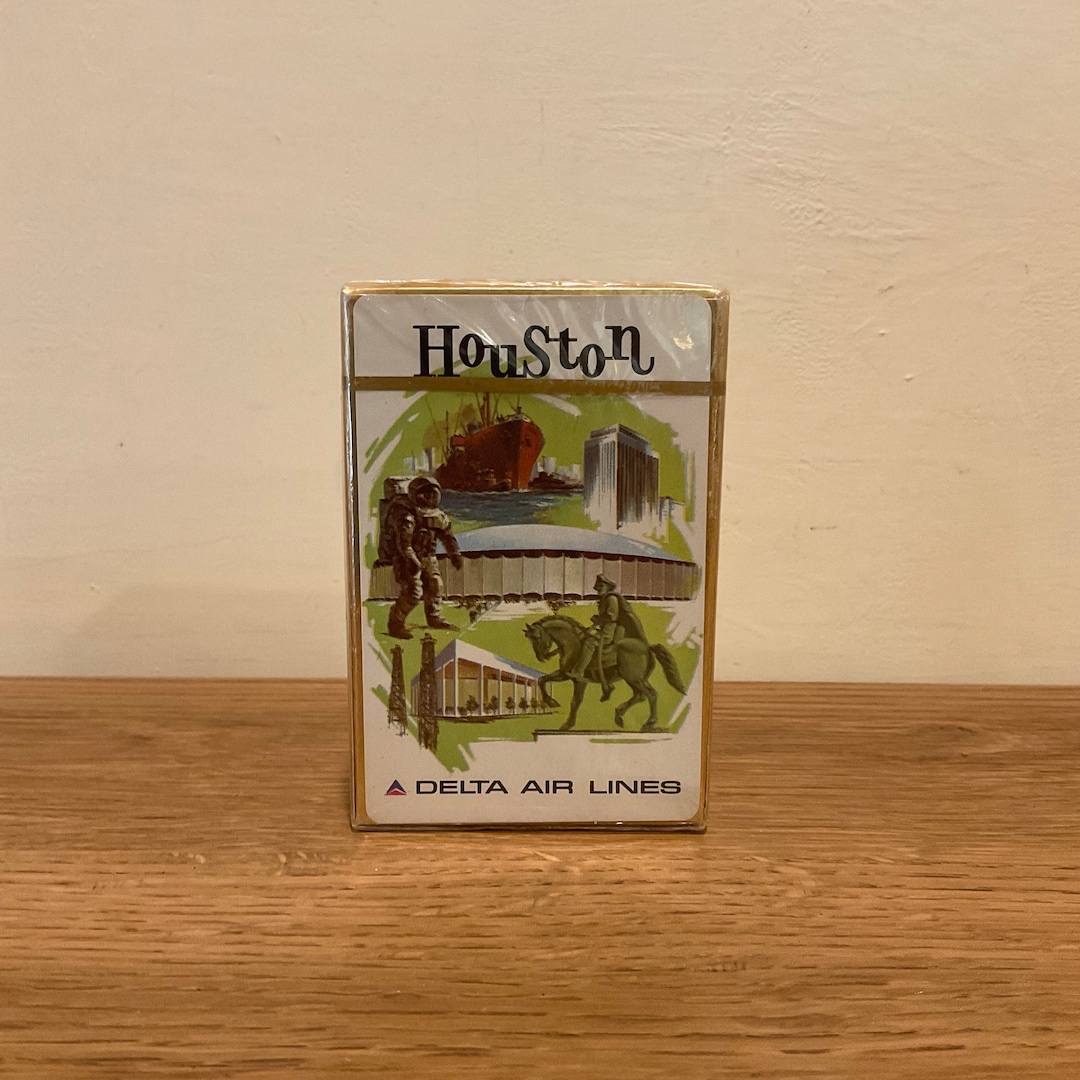 Vintage Delta Airlines Houston Playing Cards: Fred Sweeney Artwork ...