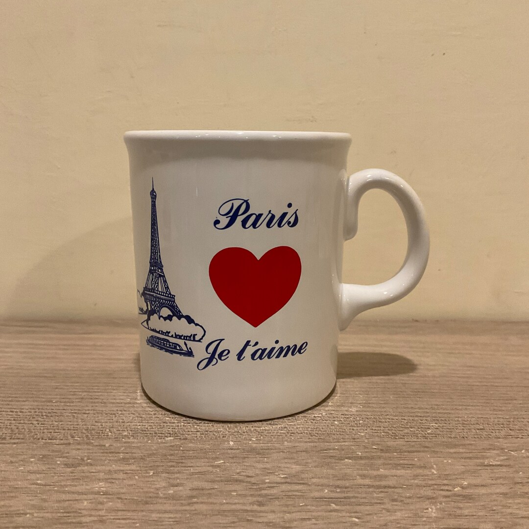 Vintage I Love You Paris Mug Je T’aime Mug With Eiffel Tower and Heat ...