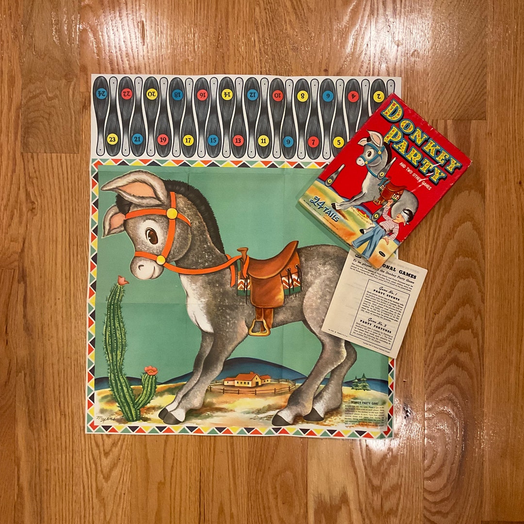 Vintage Pin the Tail on the Donkey Game by Whitman Birthday Games for ...