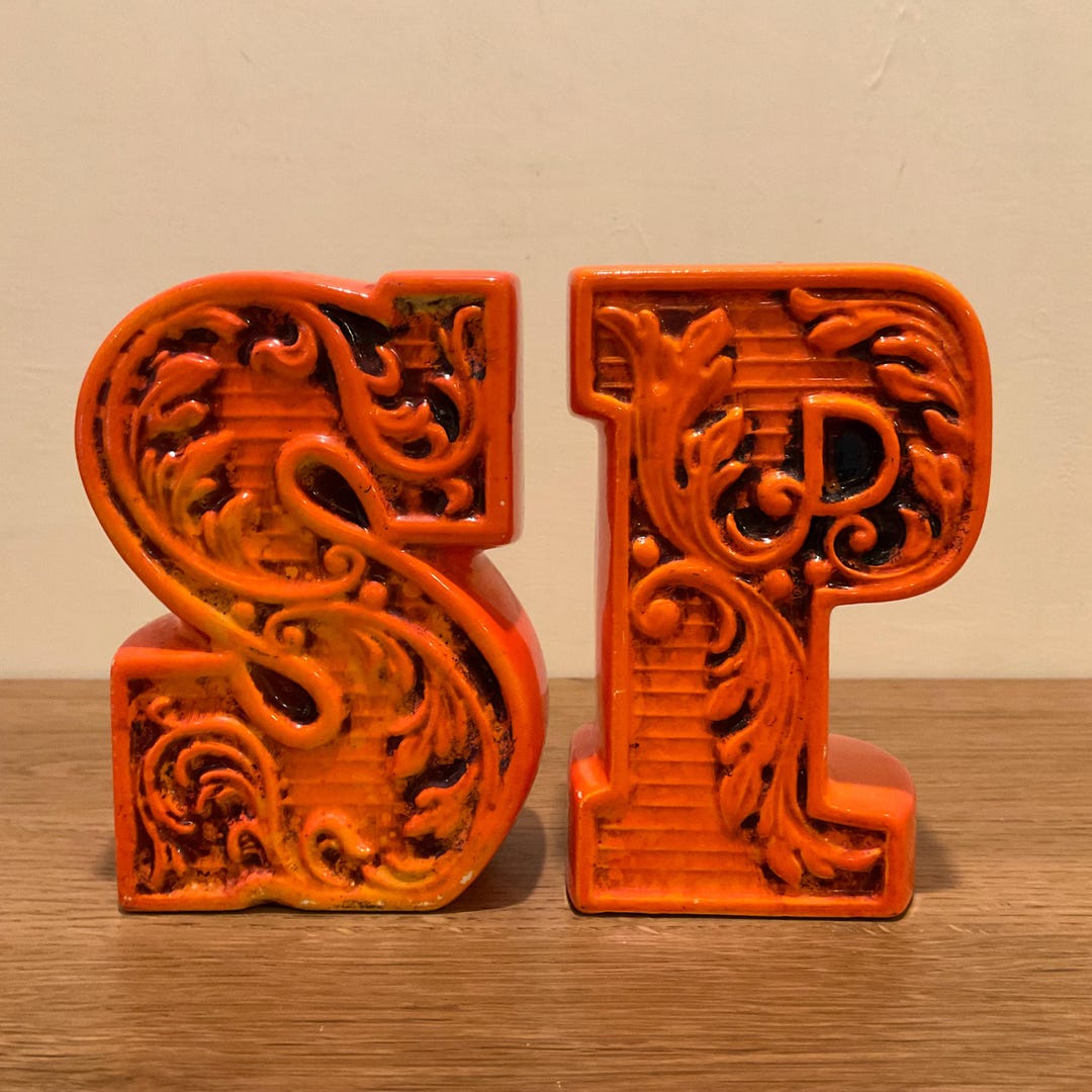 Large Orange Letter Salt and Pepper Shakers Groovy 1960’s - 1970’s ...