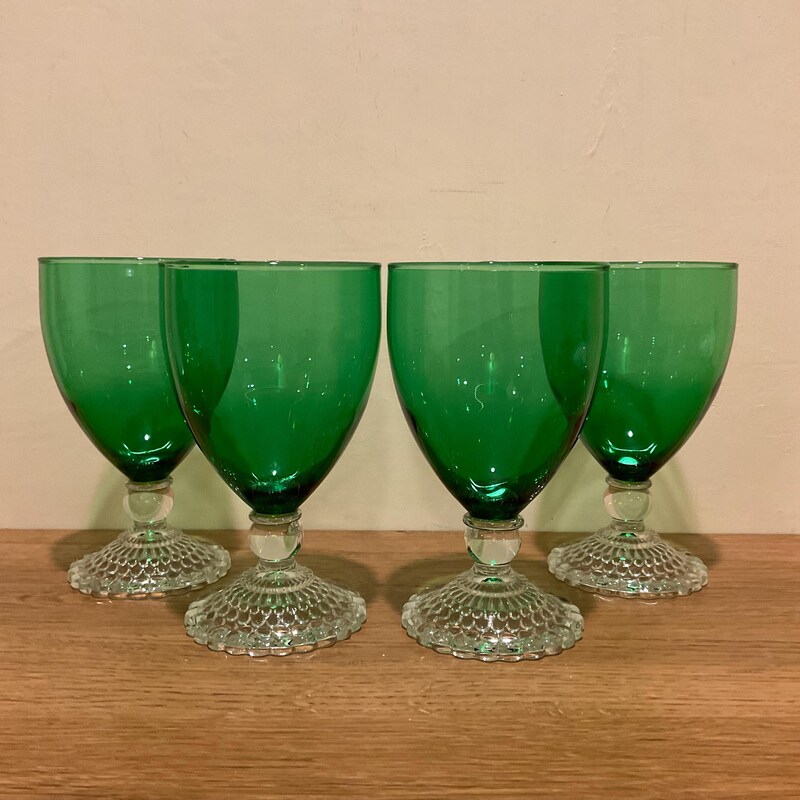 Green Water Goblets - Etsy
