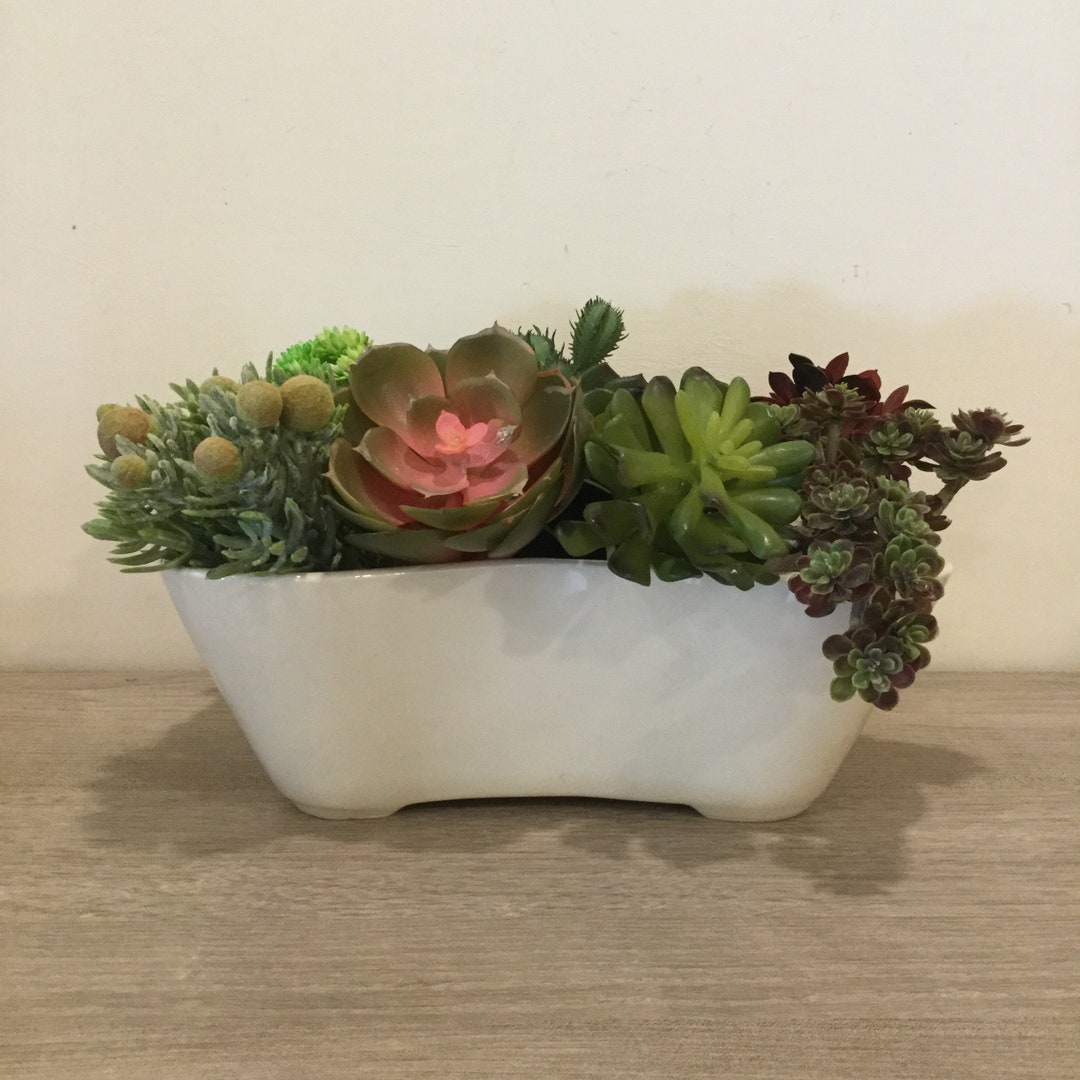 Vintage Mid Century White Ceramic Dog Bone Shaped Planter Unique Shaped ...