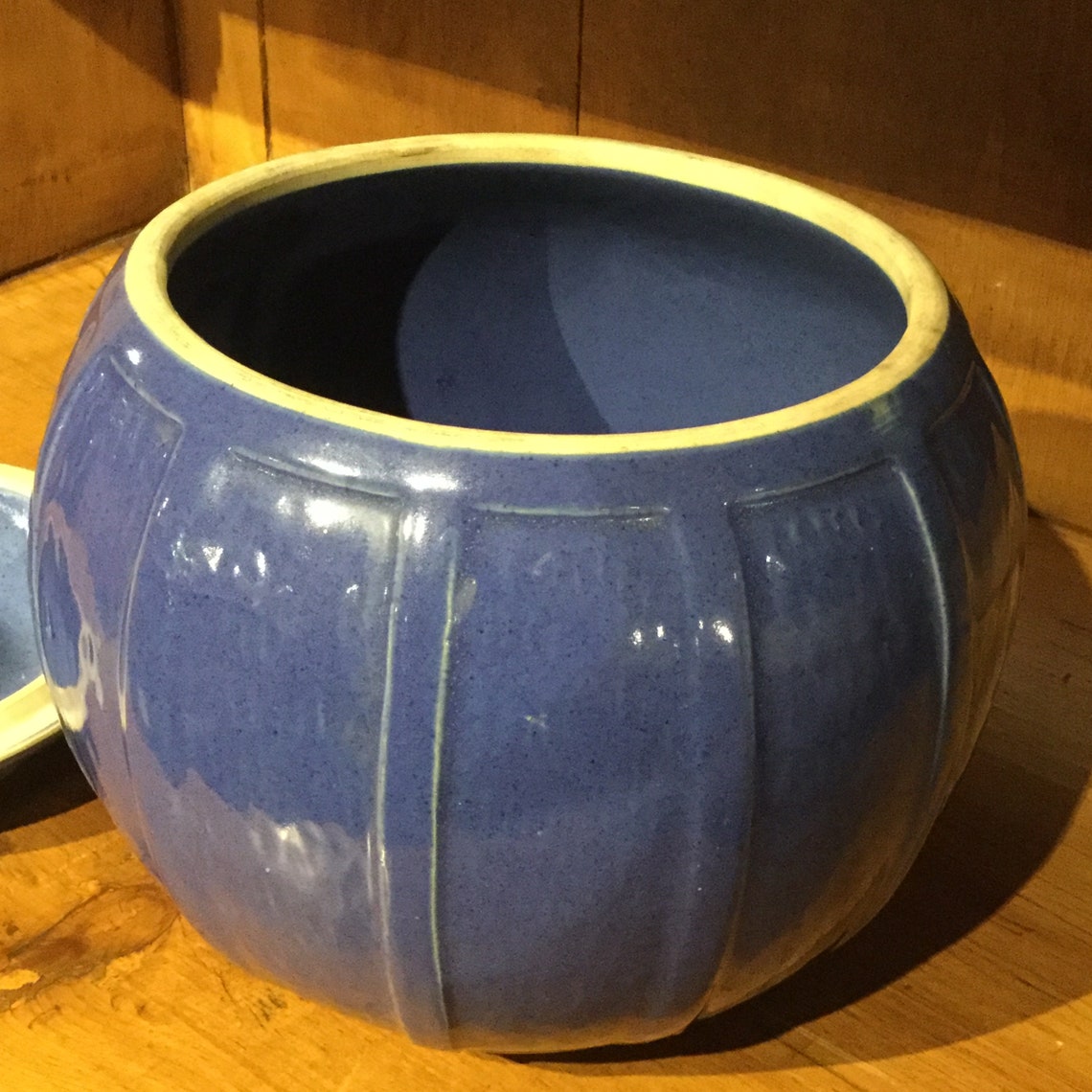 Vintage Round Cookie Jar Periwinkle Blue Pottery Cookie Jar - Etsy
