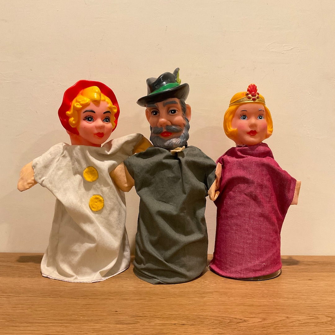 Vintage Swiss Alps Hand Puppets: Plastic Head Cloth Body, Set of 3 - Etsy