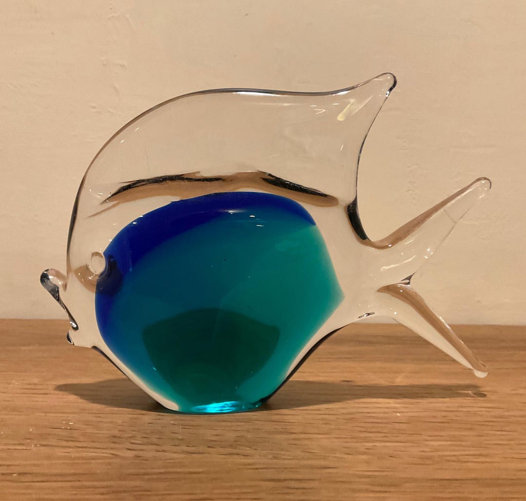 Murano Glass Fish by Vincenzo Nason Signed Made in Italy Blue Ombré ...