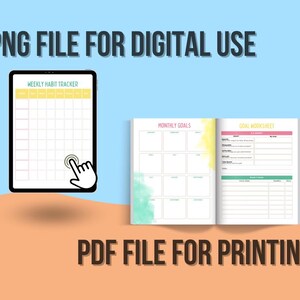 Goal Setting Worksheet SMART Goals Habit Tracker Printable Digital ...