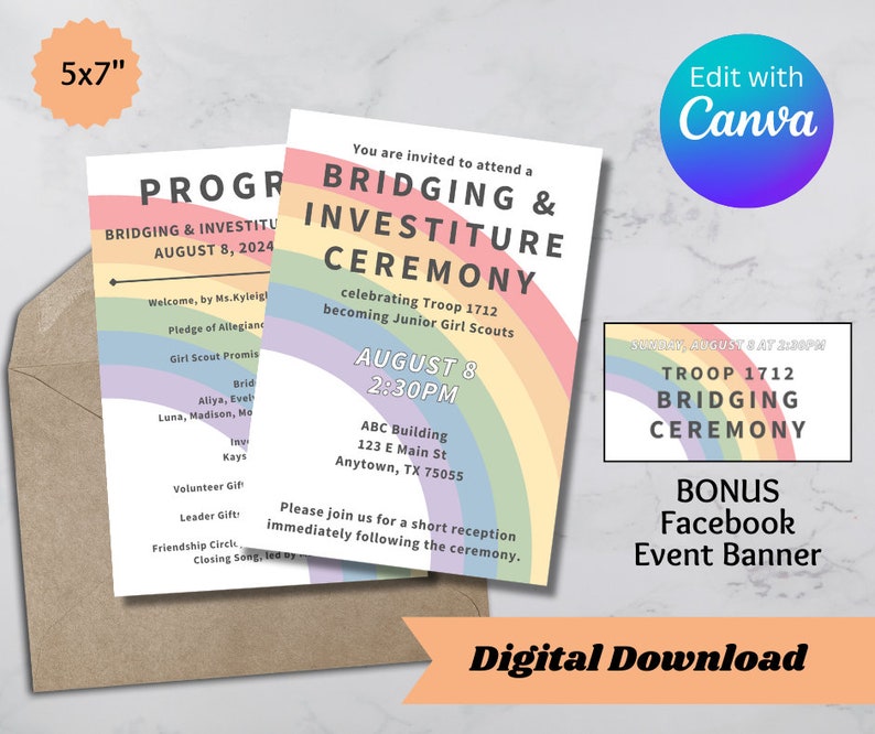 Girl Scout Bridging Invitation for GS Ceremony Awards for Scout ...