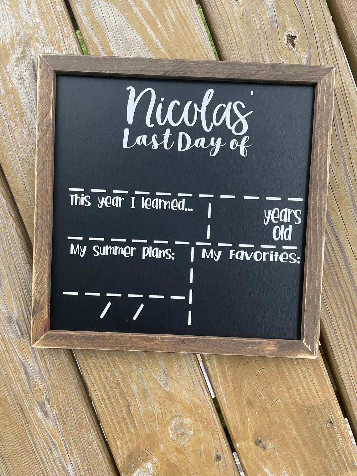 CUSTOM NAME - First & Last Day of School Reversible Chalkboard Sign - Etsy