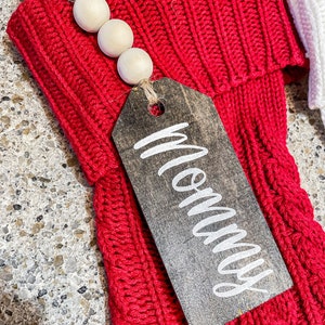 Beaded Wooden Name Tag, Christmas Stocking Tags, Beaded Birthday Name ...