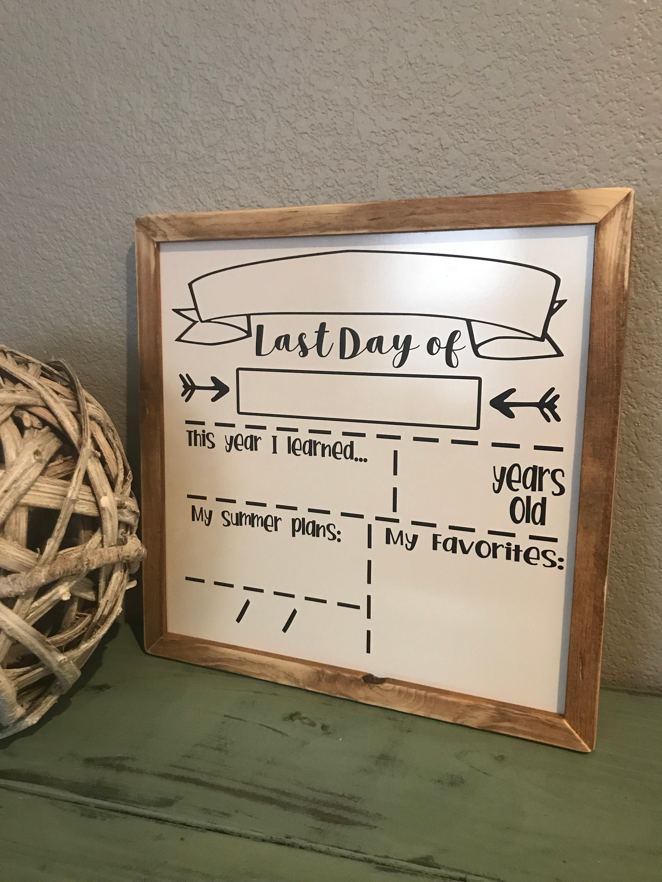 First & Last Day of School Reversible Whiteboard Framed Sign - Etsy