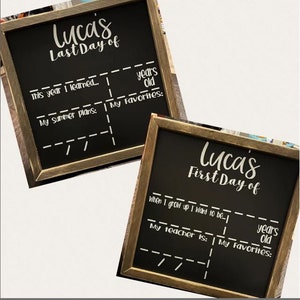 CUSTOM NAME - First & Last Day of School Reversible Chalkboard Sign - Etsy