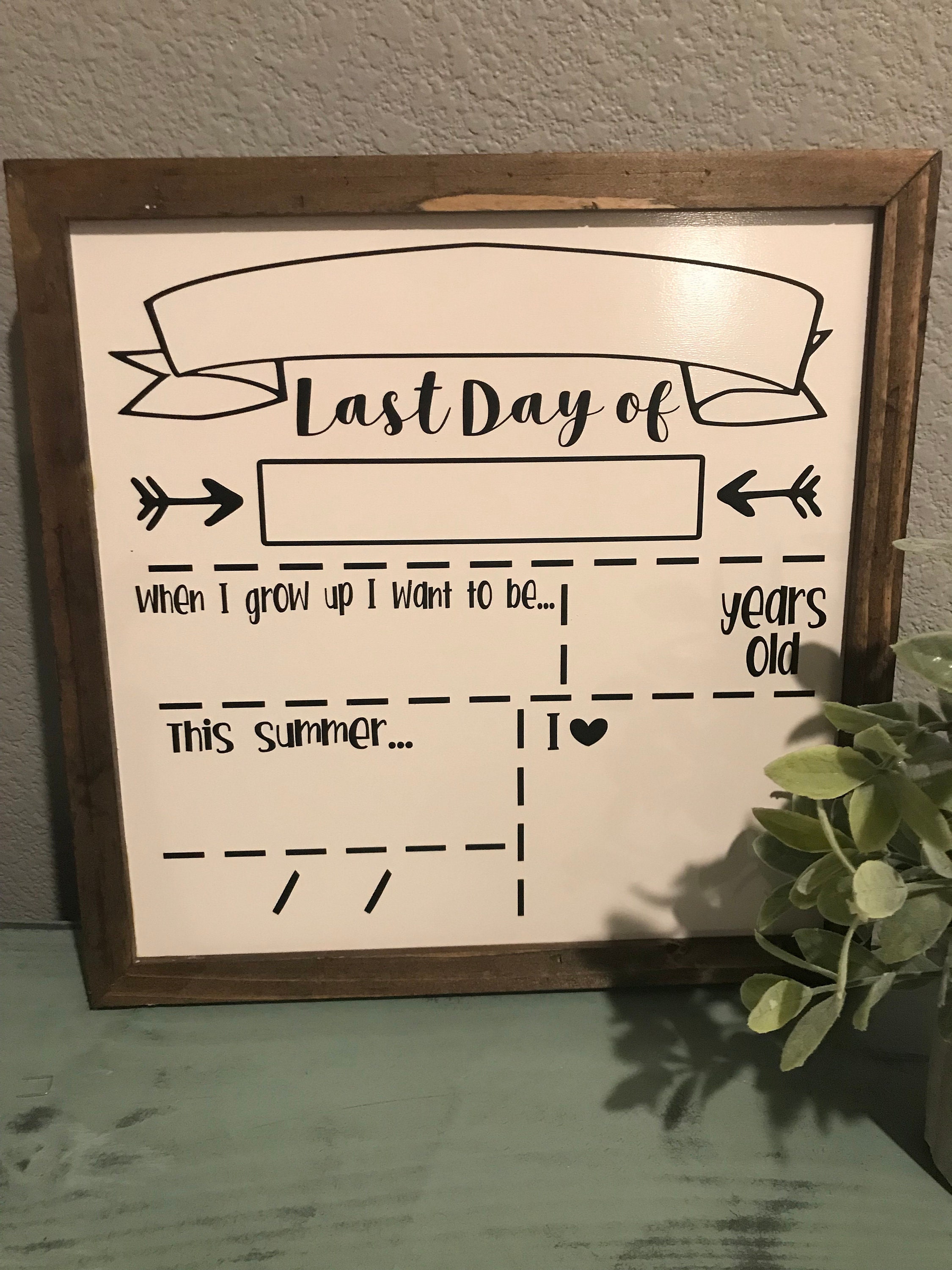First & Last Day of School Reversible Whiteboard Framed Sign - Etsy