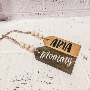 Beaded Wooden Name Tag, Christmas Stocking Tags, Beaded Birthday Name ...
