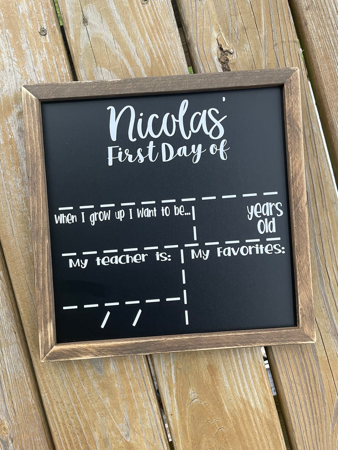 CUSTOM NAME - First & Last Day of School Reversible Chalkboard Sign - Etsy