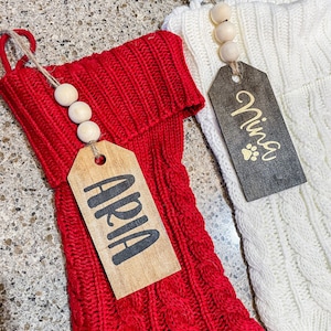 Beaded Wooden Name Tag, Christmas Stocking Tags, Beaded Birthday Name ...