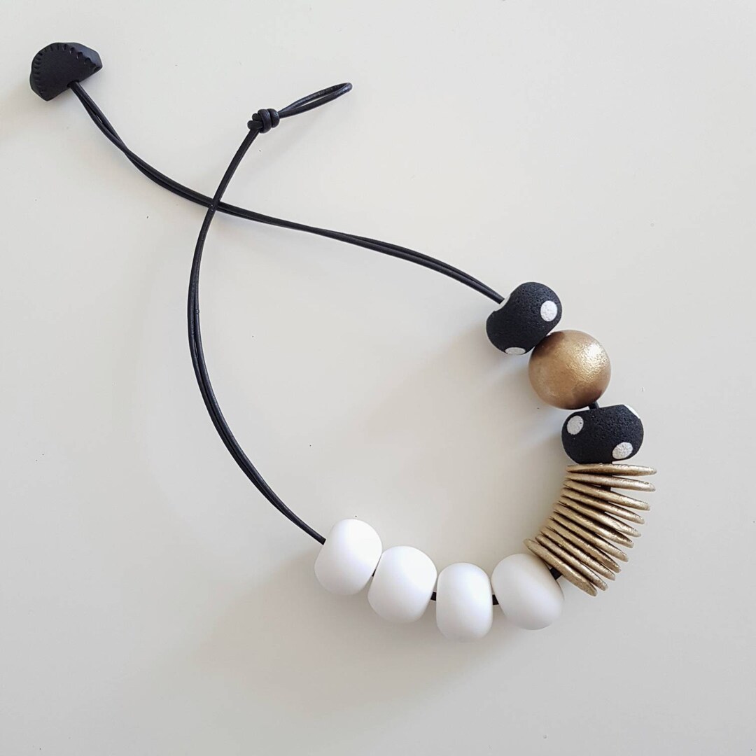 CHUNKY PENDANT Colorful Necklace-polka Dot Pendant-fimo Beads Necklace ...