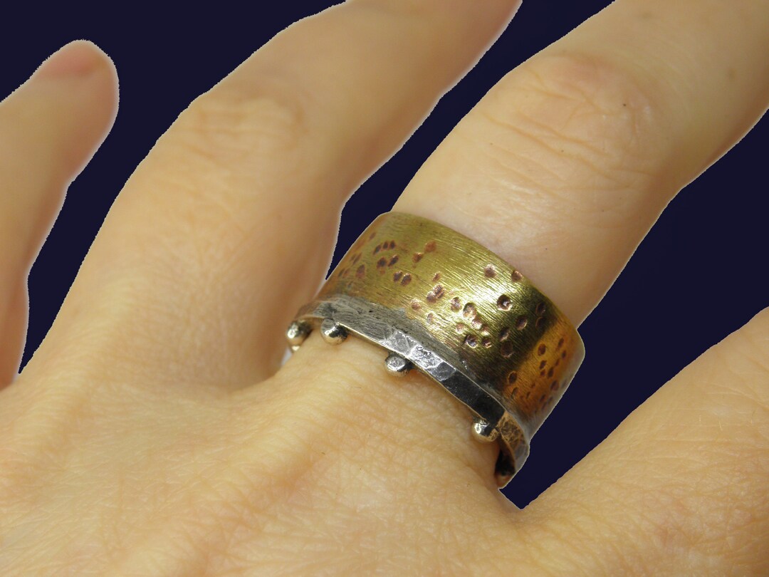 Mixed Metal Ring, Brass Ring, Silver, Men Ring, Thumb Ring, Grunge Ring ...