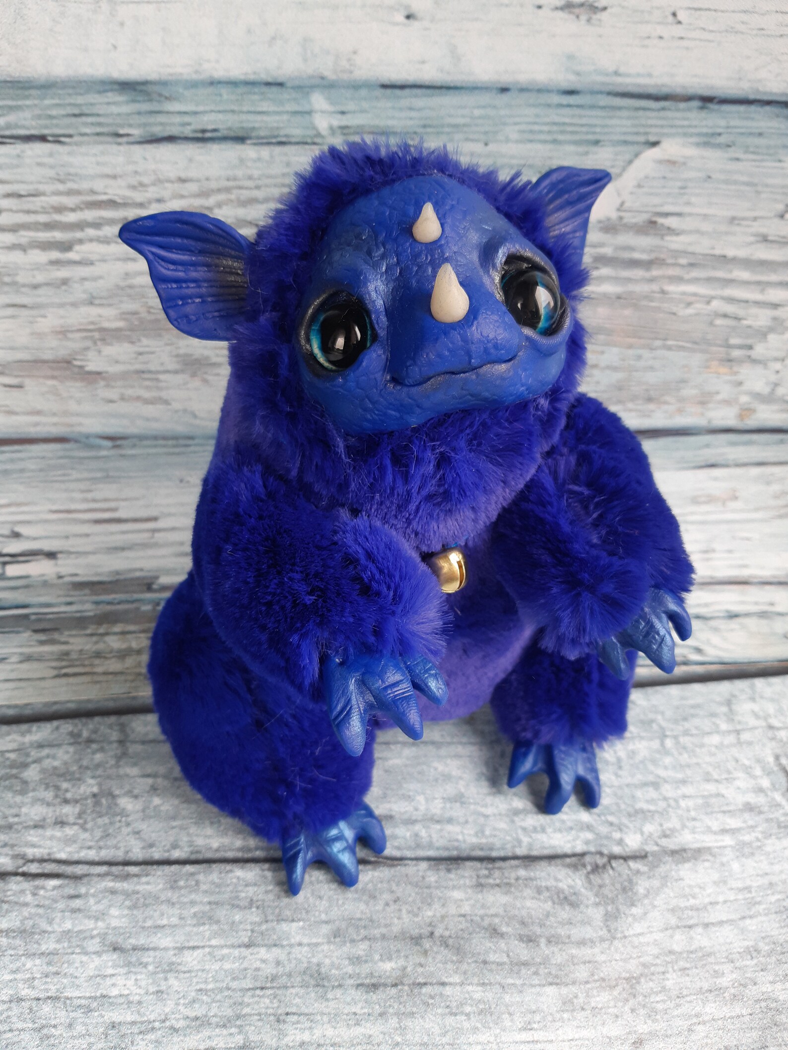 Blue monster art toy figures cute personalized gift | Etsy