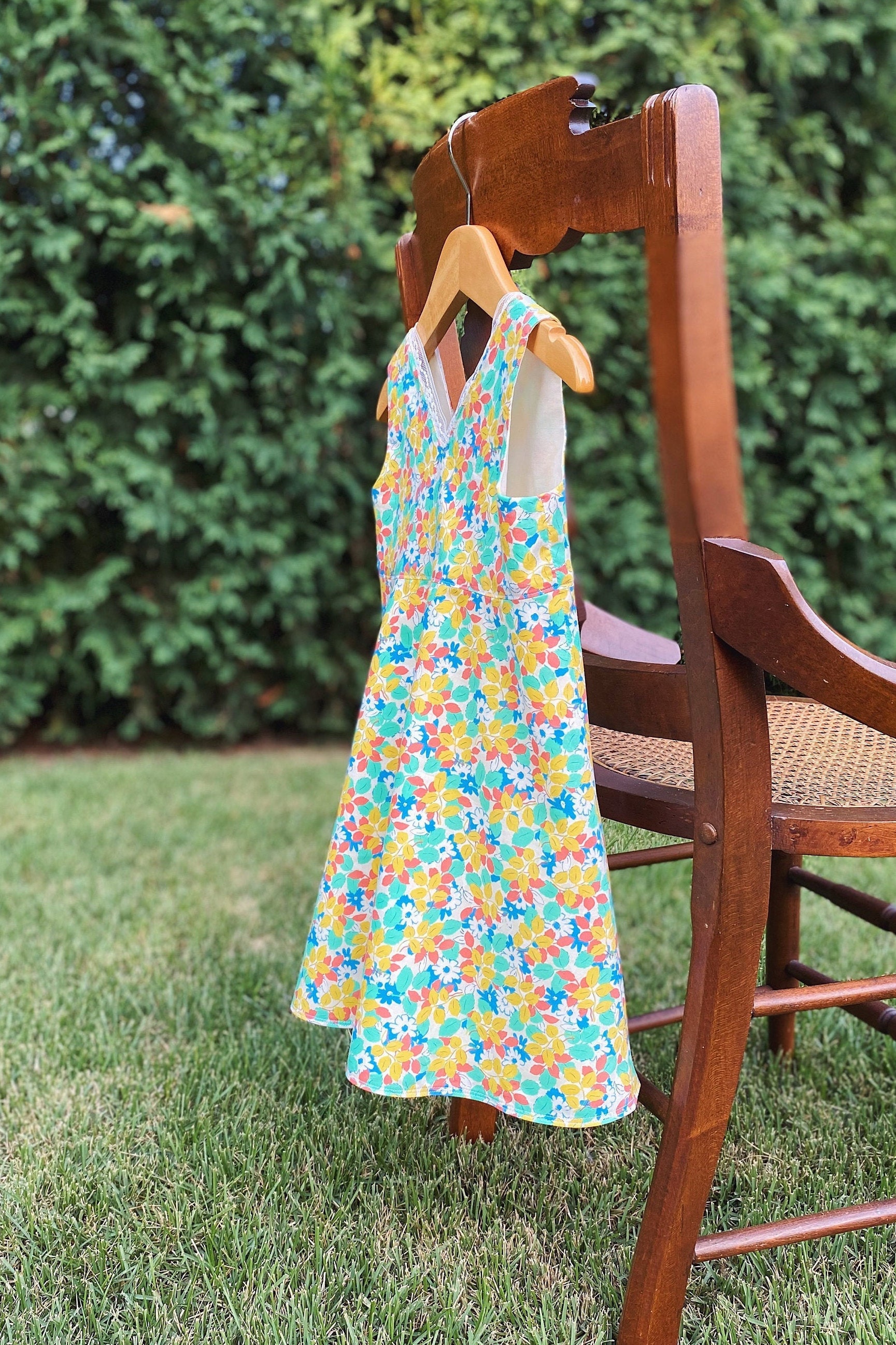 Ditsy floral flower girl dress cotton blue summer dress | Etsy