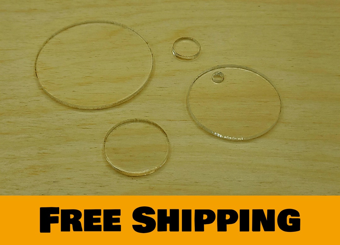 Circle Shapes Acrylic Pieces - Clear - Set of 10 - Plexiglass- Large or ...