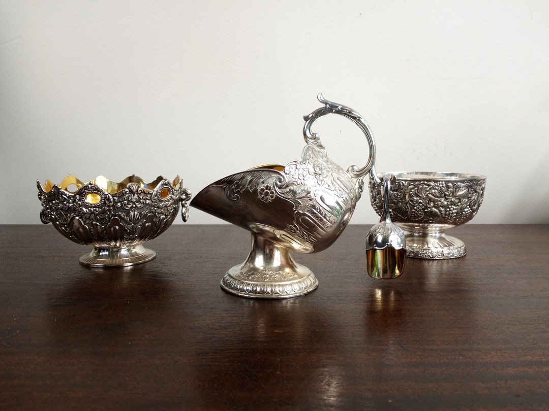 Ornate Raimond Silver Bowl With Carved Ringed Handles, Sheffield Sugar ...