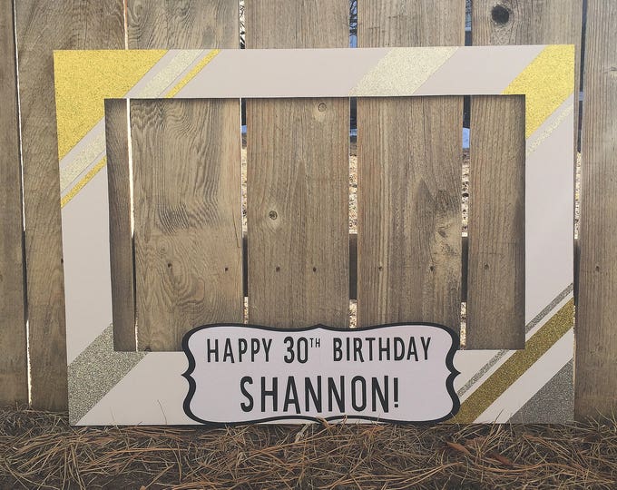 Birthday Party Elegant Giant Photo Booth Frame Prop With Glitter Black ...