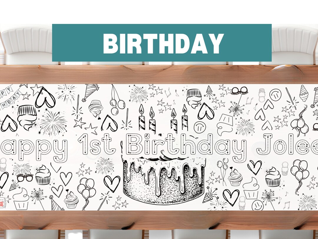 LARGE 6-foot Coloring Banner Event Personalized Birthday Ideas Poster ...