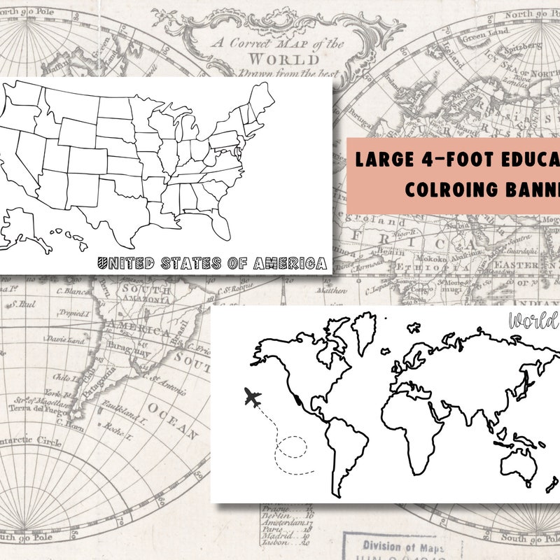 Coloring World Map - Etsy