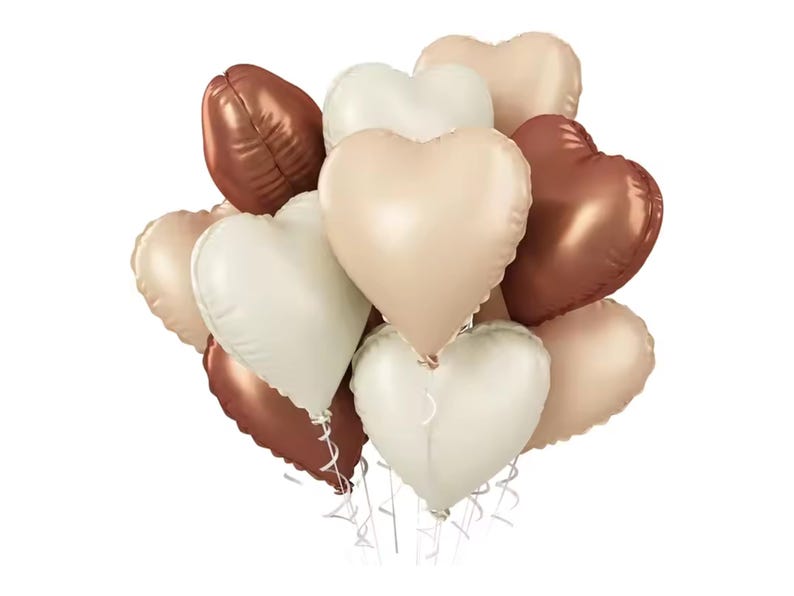 Beige Matte Carmel Balloon Heart Shaped Helium Foil Cream 18" Bday ...